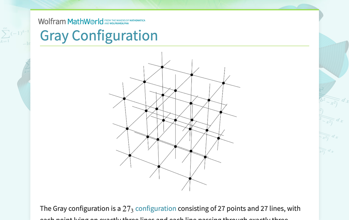 Gray Configuration -- from Wolfram MathWorld