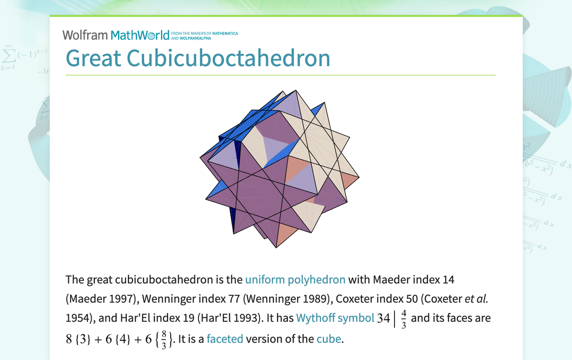 Great Cubicuboctahedron -- from Wolfram MathWorld