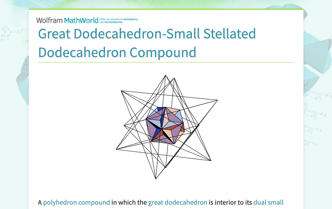 Great Dodecahedron-Small Stellated Dodecahedron Compound -- from ...