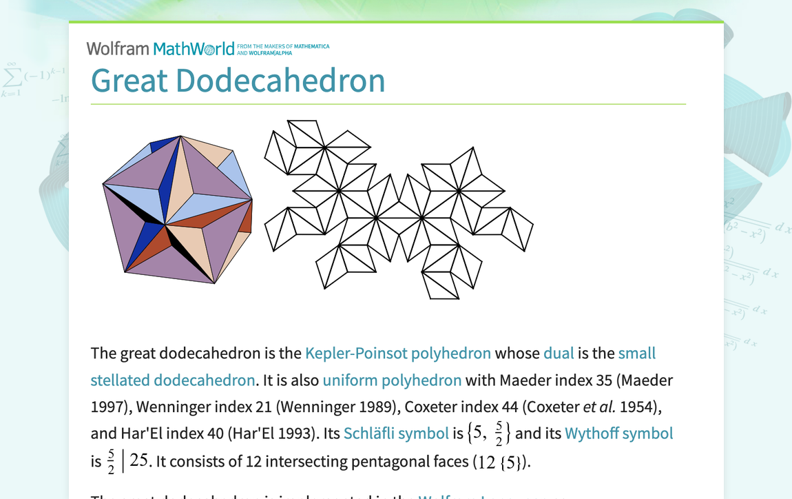 Great Dodecahedron -- from Wolfram MathWorld