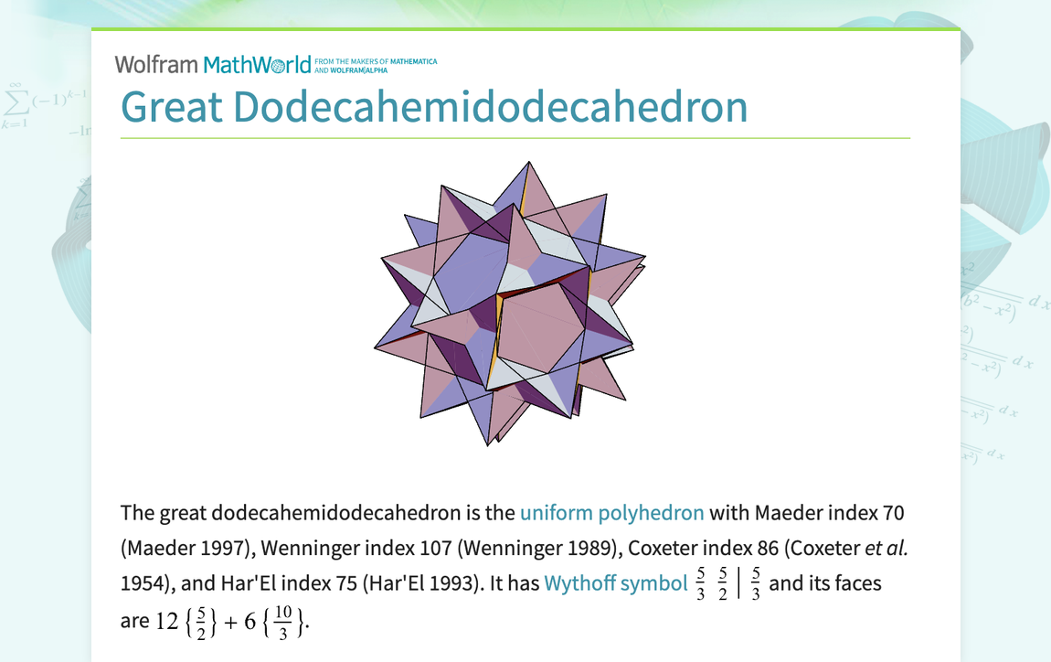 Great Dodecahemidodecahedron -- from Wolfram MathWorld