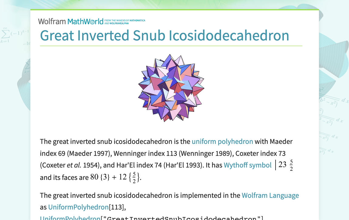 Great Inverted Snub Icosidodecahedron -- from Wolfram MathWorld