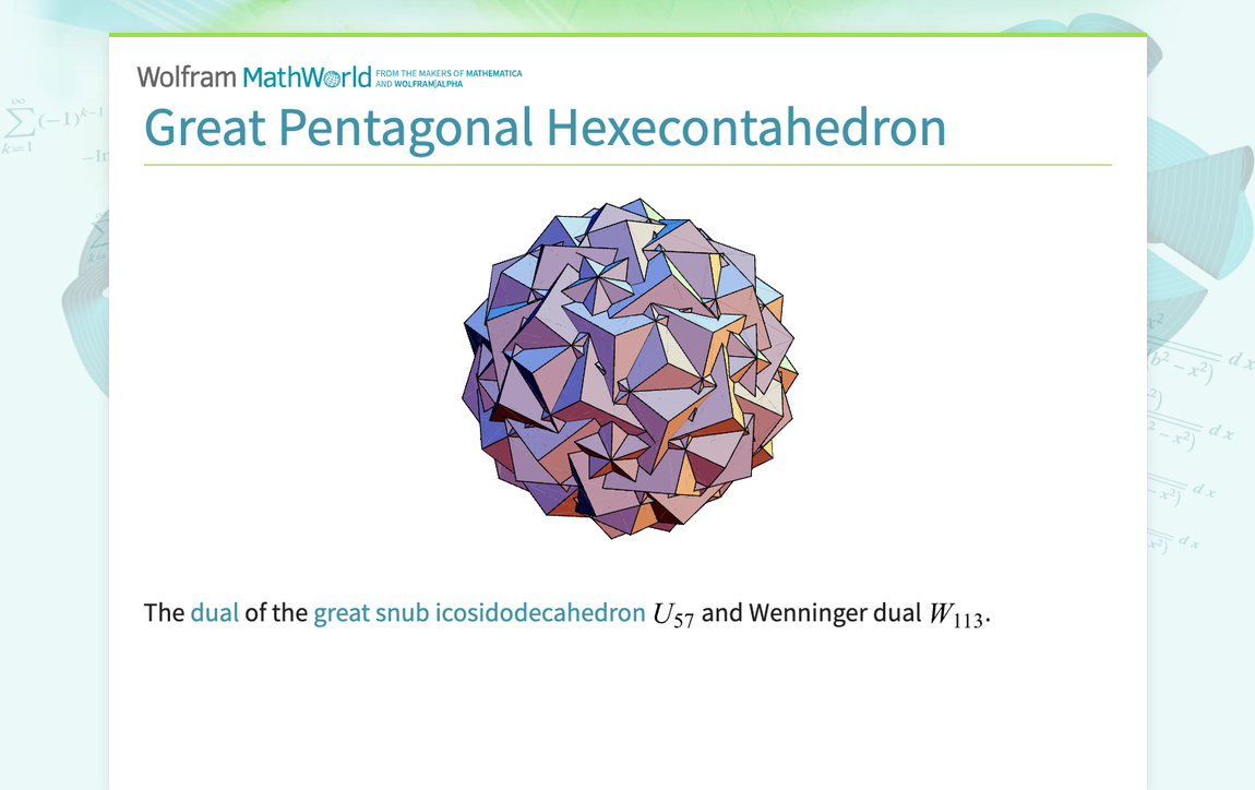 Great Pentagonal Hexecontahedron -- from Wolfram MathWorld