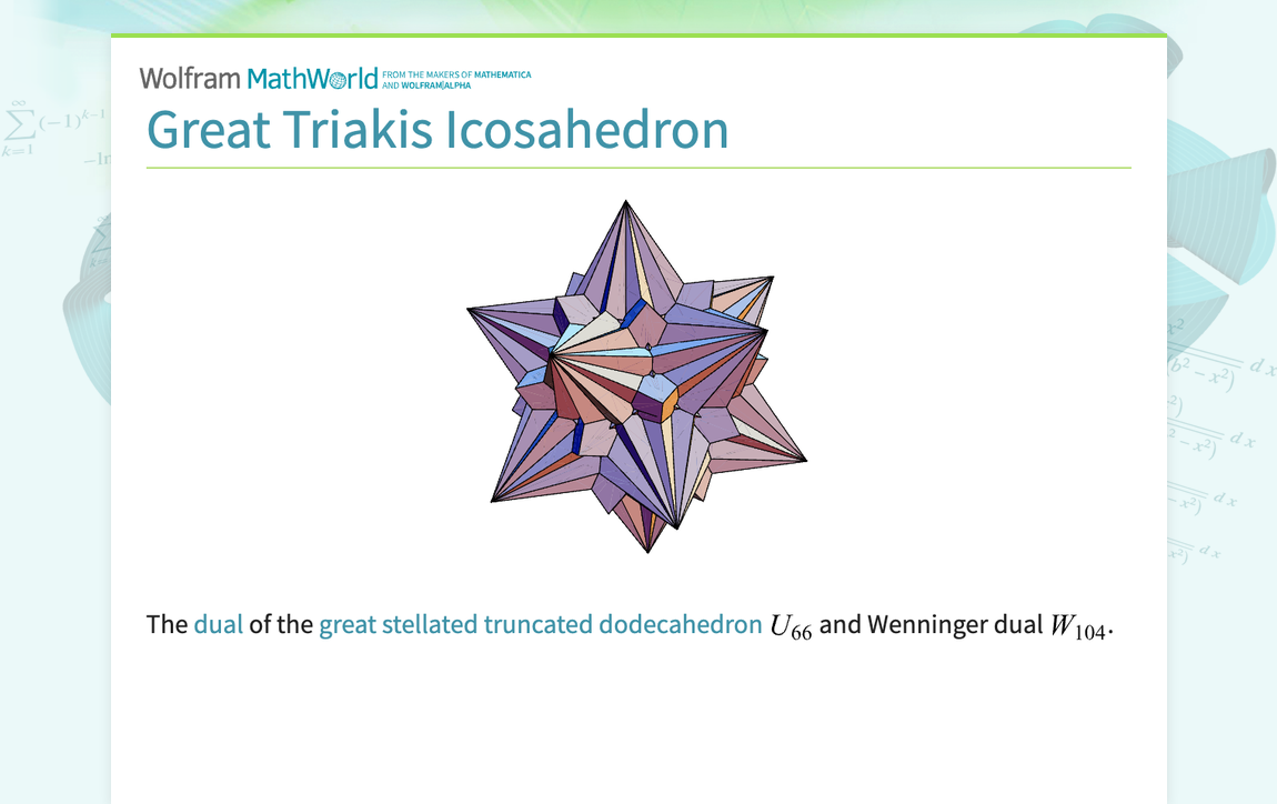 Great Triakis Icosahedron -- from Wolfram MathWorld