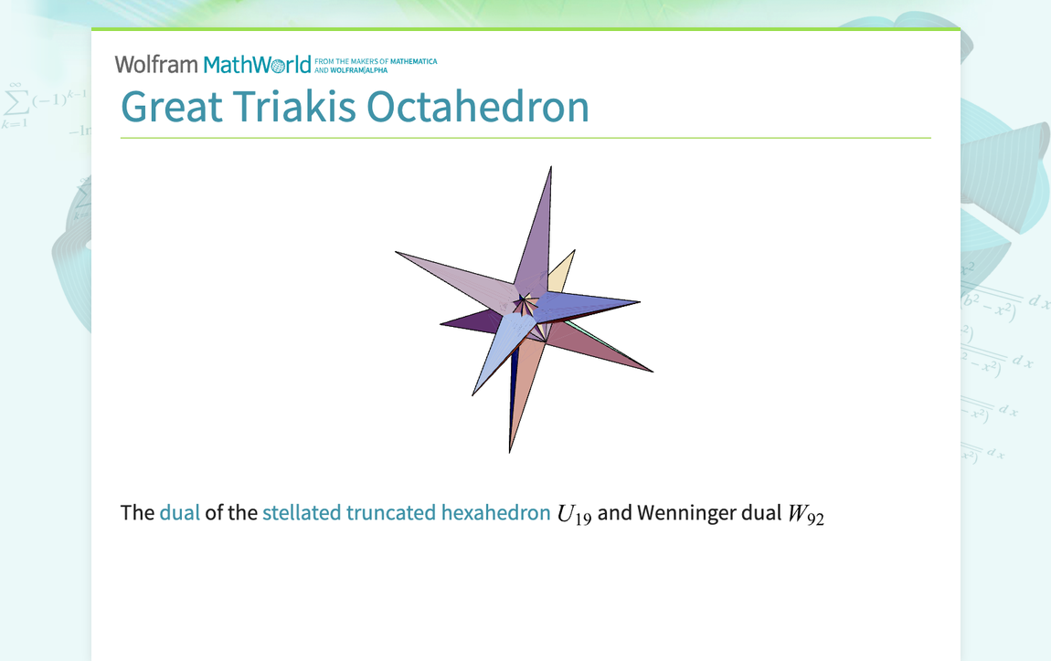 Great Triakis Octahedron -- from Wolfram MathWorld