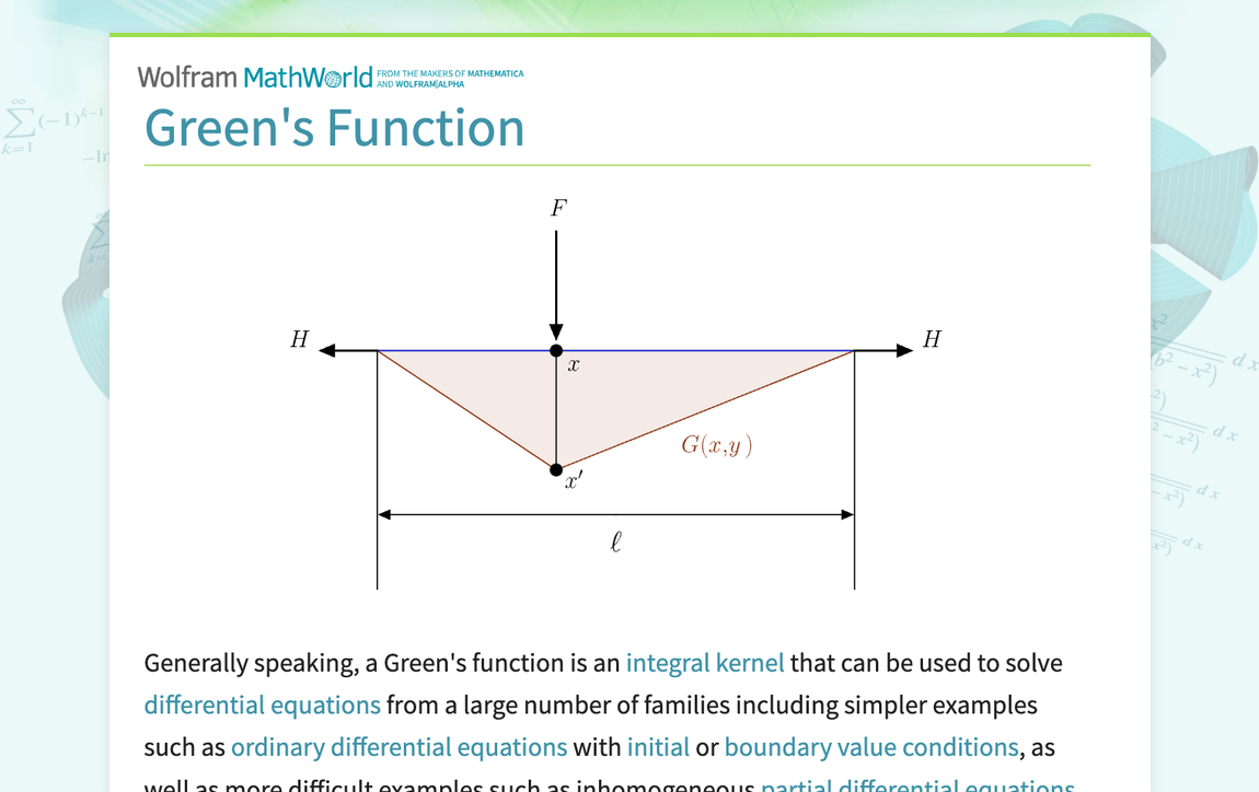 Greens Function From Wolfram Mathworld
