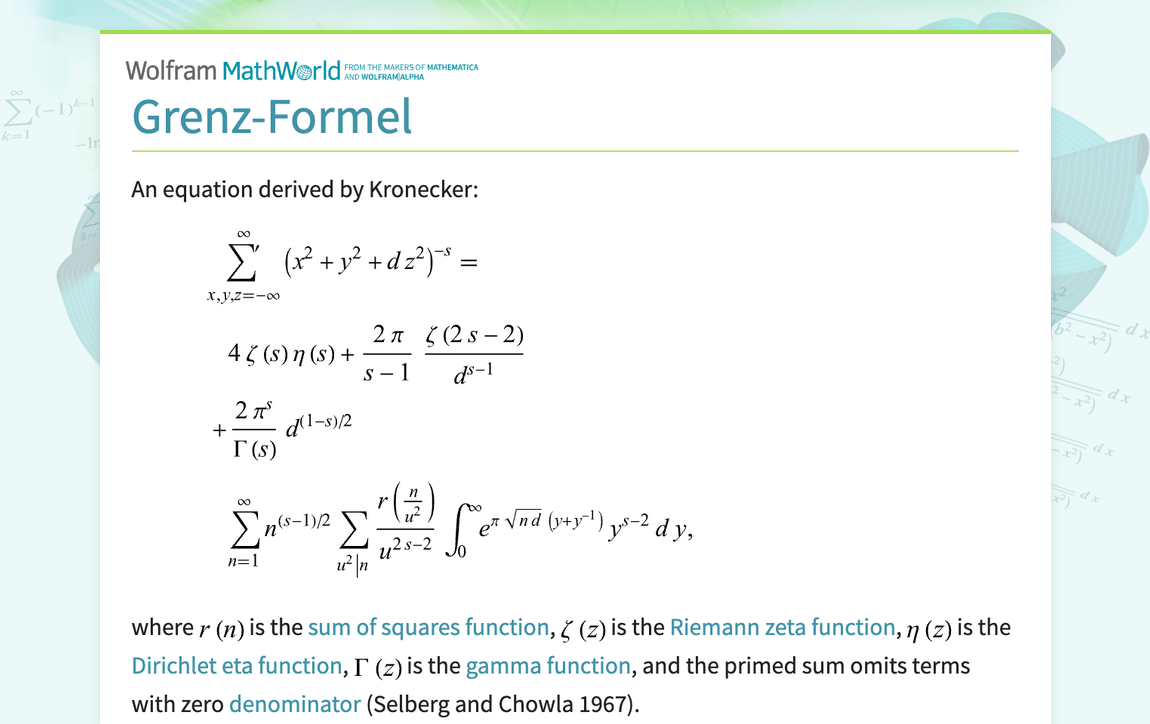 Grenz-Formel -- from Wolfram MathWorld