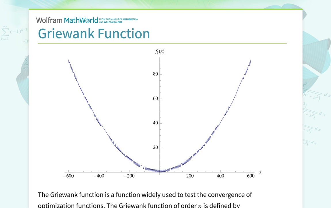 Griewank Function -- from Wolfram MathWorld
