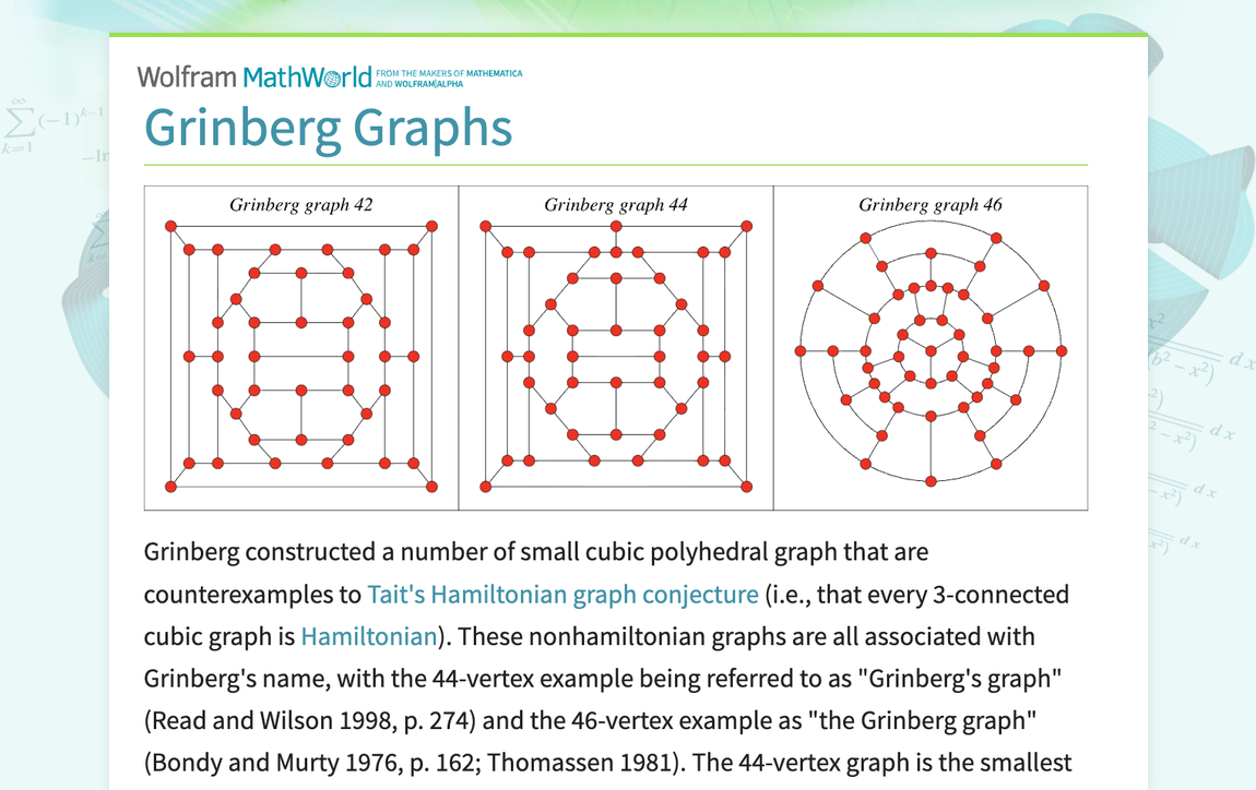 Grinberg Graphs -- from Wolfram MathWorld