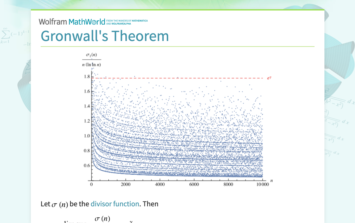 Gronwall's Theorem -- from Wolfram MathWorld
