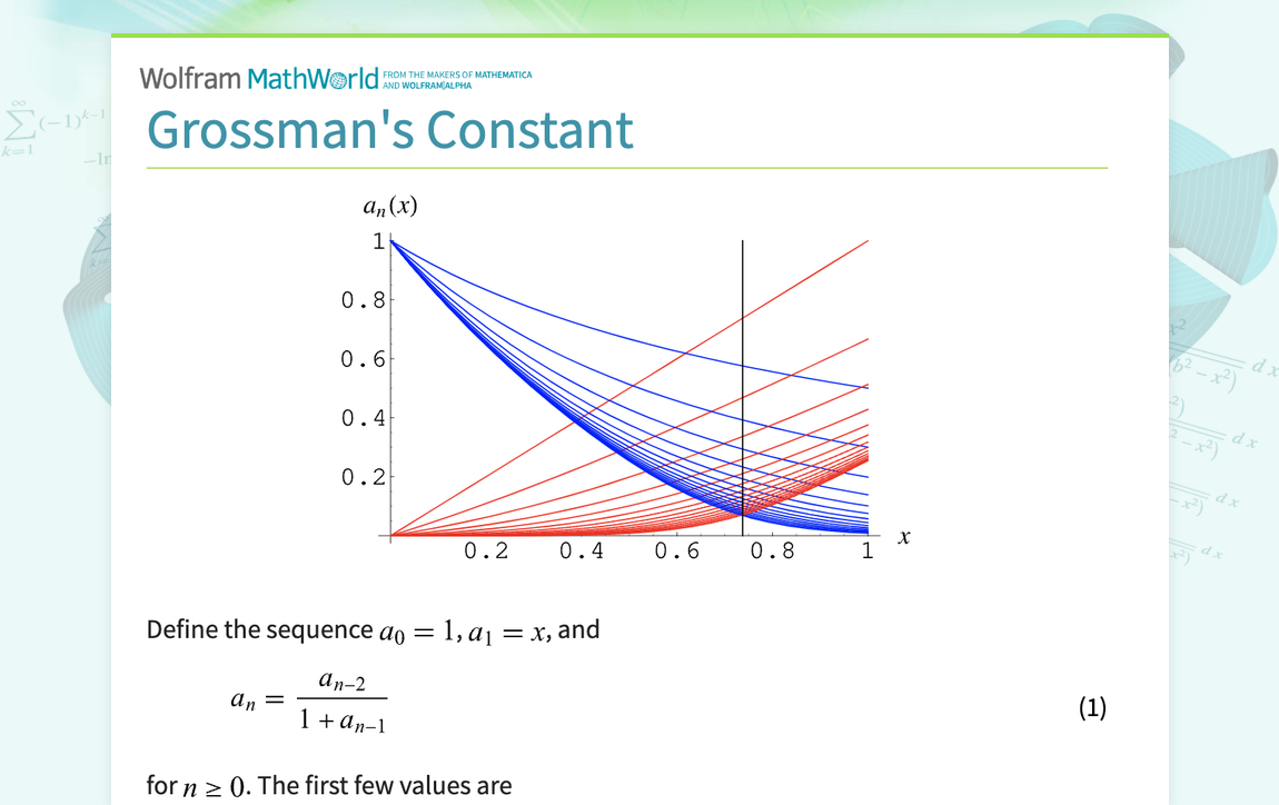 Grossman's Constant -- from Wolfram MathWorld