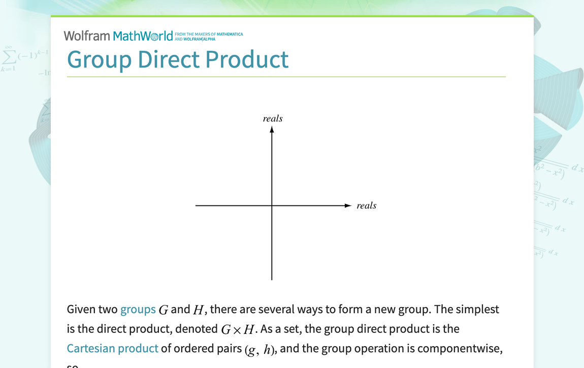 Group Direct Product -- from Wolfram MathWorld