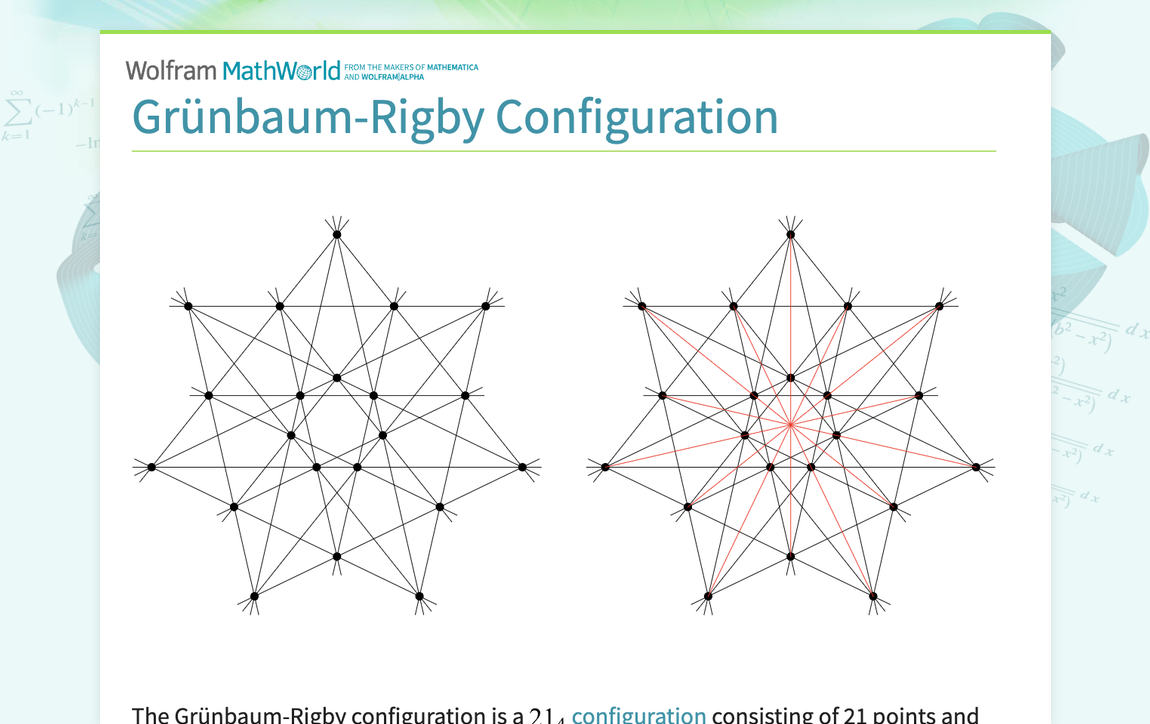 Grünbaum-Rigby Configuration -- from Wolfram MathWorld