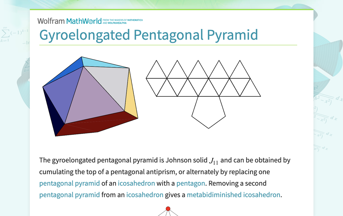 Gyroelongated Pentagonal Pyramid -- from Wolfram MathWorld