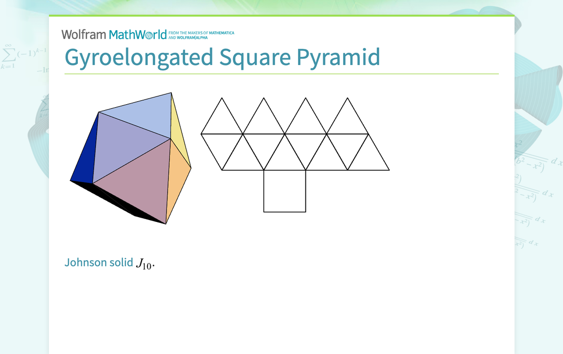 Gyroelongated Square Pyramid -- from Wolfram MathWorld