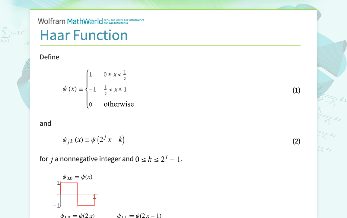 Haar Function -- from Wolfram MathWorld