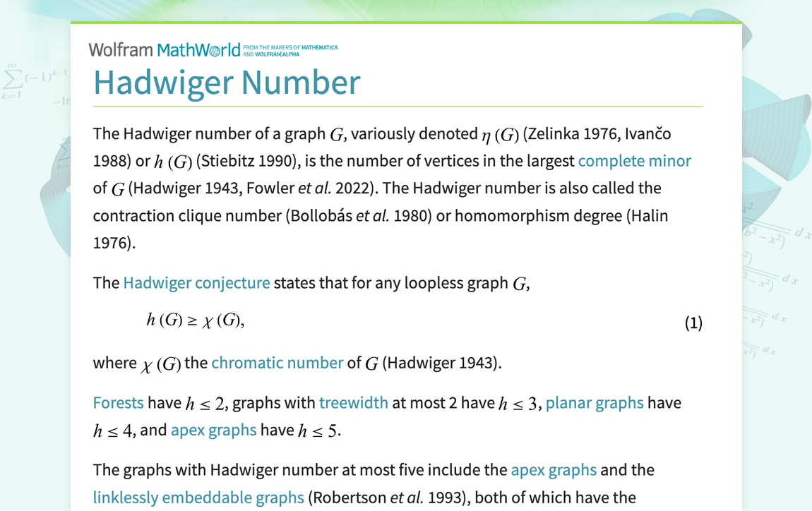 Hadwiger Number -- from Wolfram MathWorld
