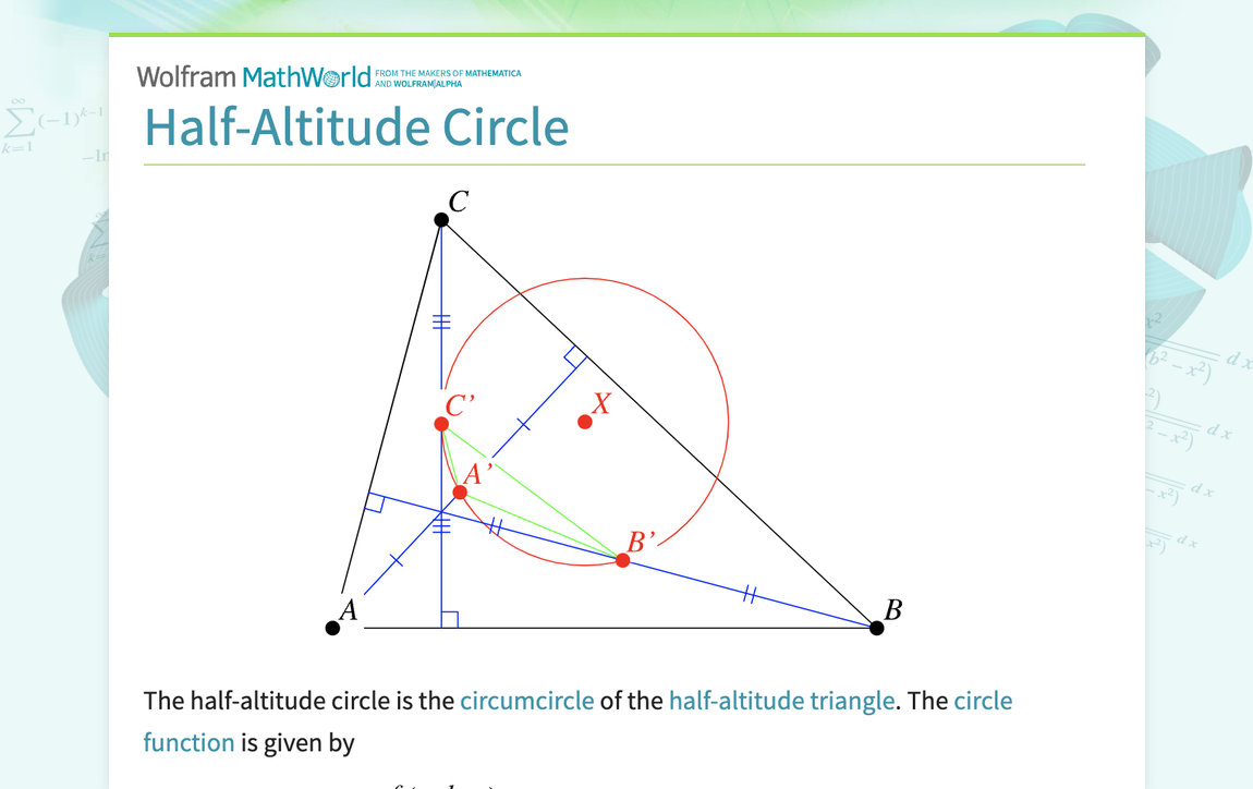 Half-Altitude Circle -- from Wolfram MathWorld