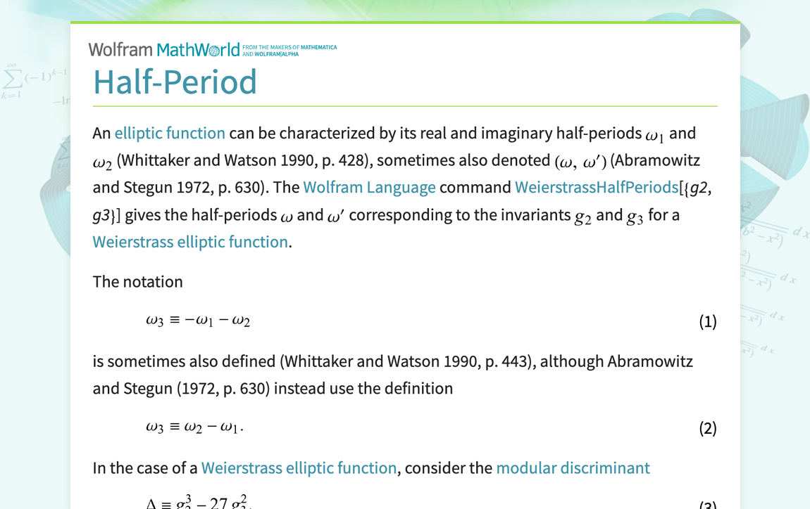 Half-Period -- from Wolfram MathWorld