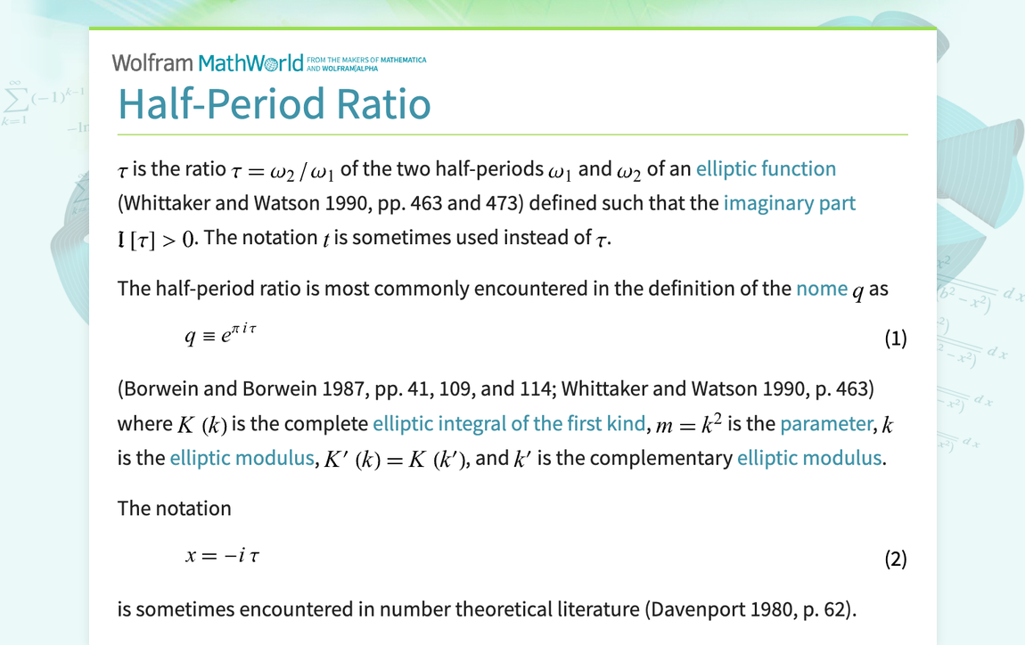 Half-Period Ratio -- from Wolfram MathWorld