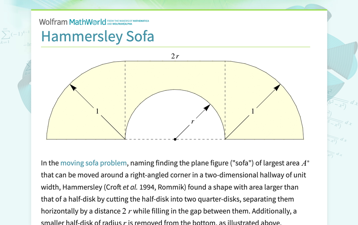 Hammersley Sofa -- from Wolfram MathWorld