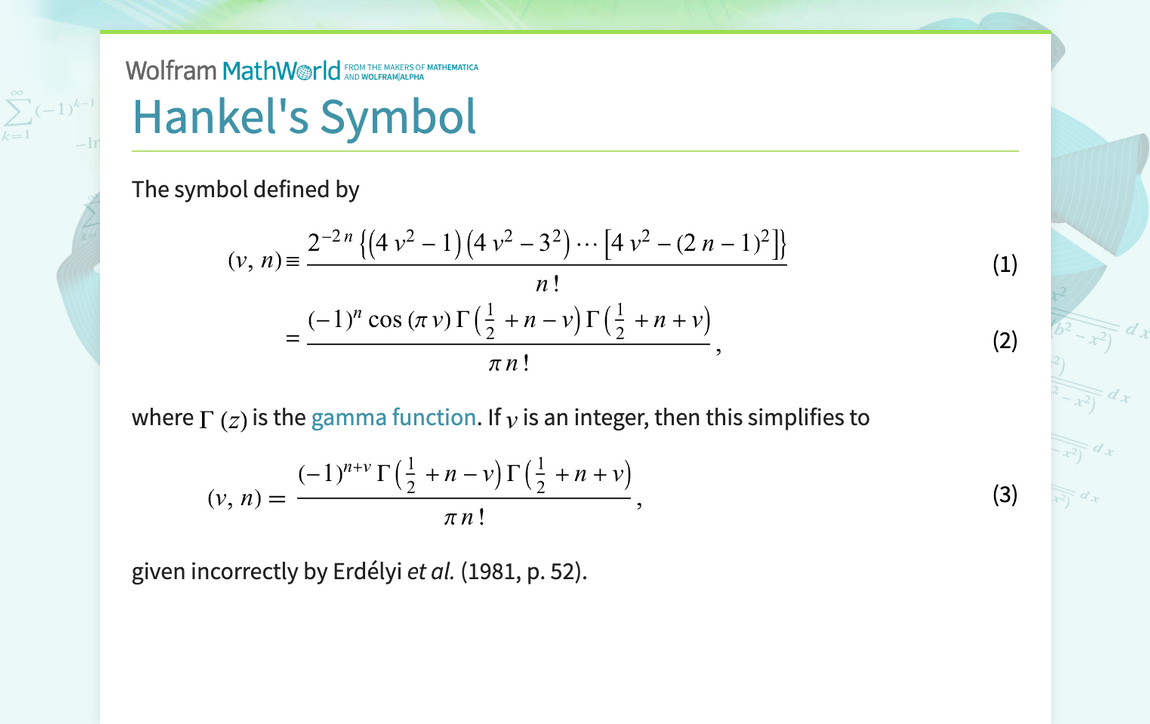 Hankel's Symbol -- from Wolfram MathWorld