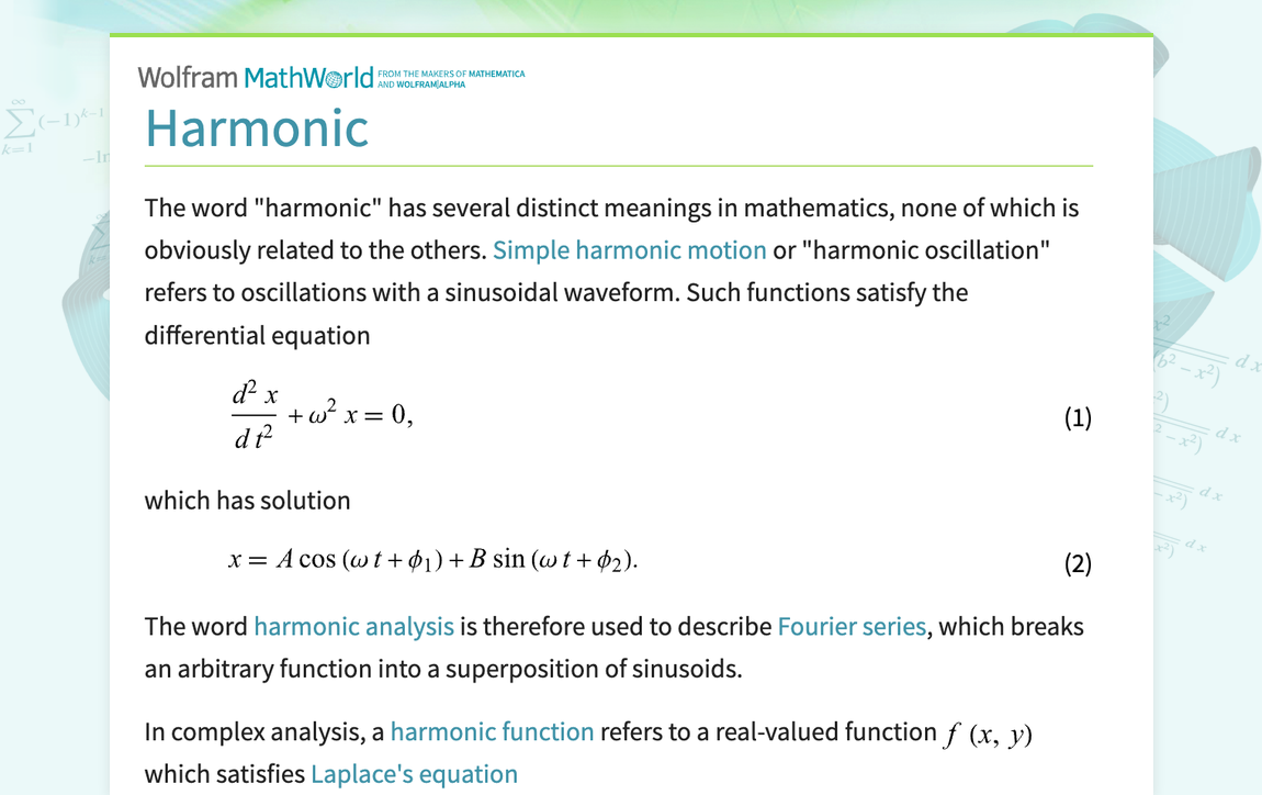 Harmonic -- from Wolfram MathWorld