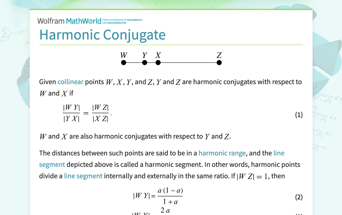 Harmonic Conjugate -- from Wolfram MathWorld Harmonic Conjugate -- from Wolfram MathWorld