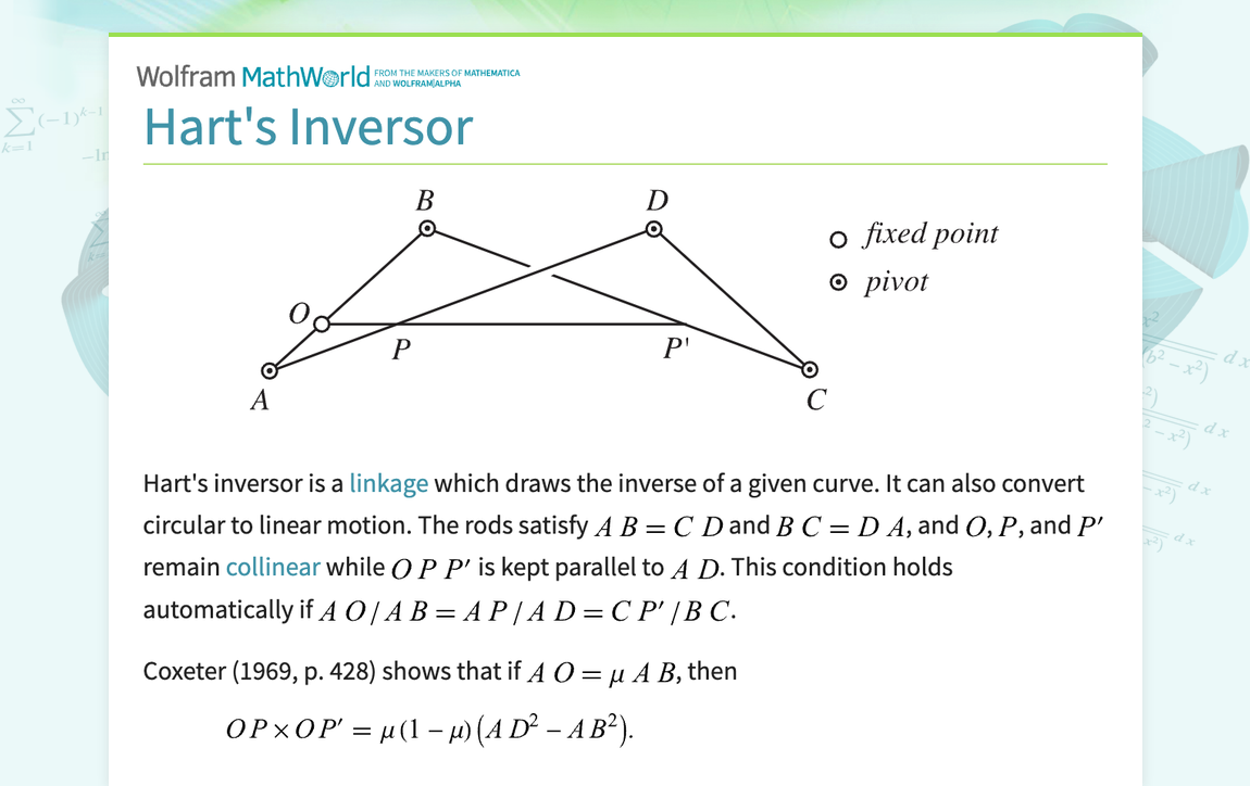 Hart's Inversor -- from Wolfram MathWorld