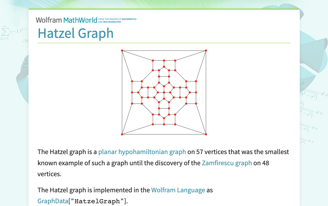 Hatzel Graph -- from Wolfram MathWorld