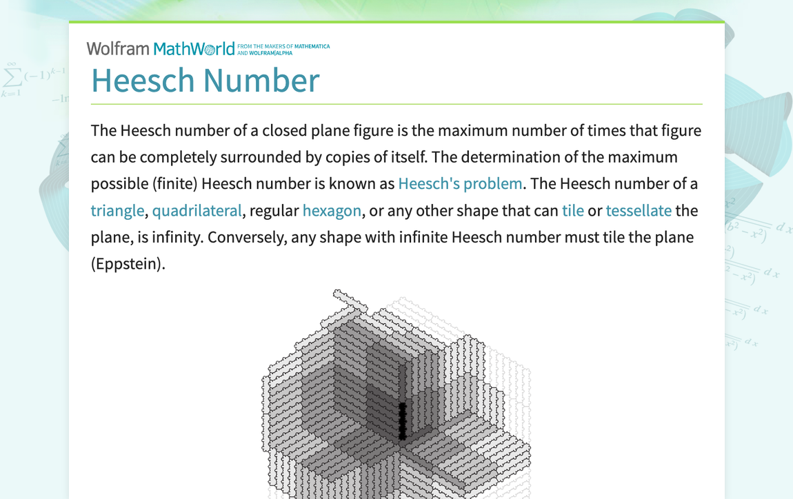 Heesch Number -- from Wolfram MathWorld