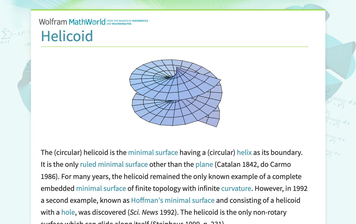 Helicoid -- from Wolfram MathWorld