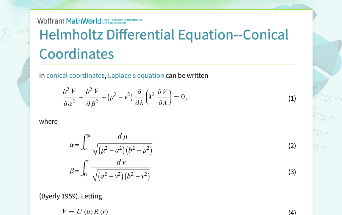 Helmholtz Differential Equation--Conical Coordinates -- from Wolfram ...