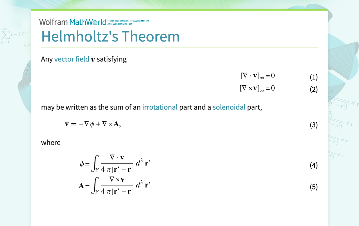 Helmholtz's Theorem -- from Wolfram MathWorld