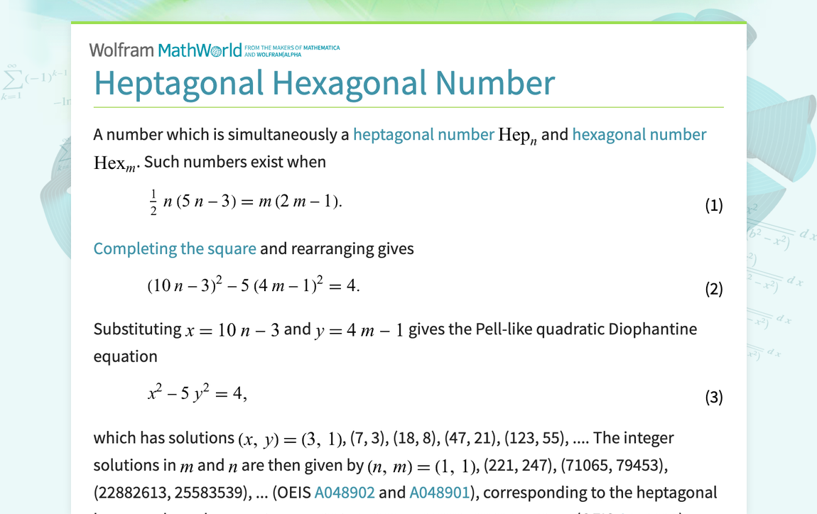 Heptagonal Hexagonal Number -- from Wolfram MathWorld