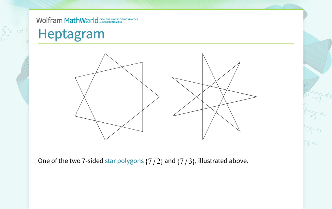 Heptagram -- from Wolfram MathWorld
