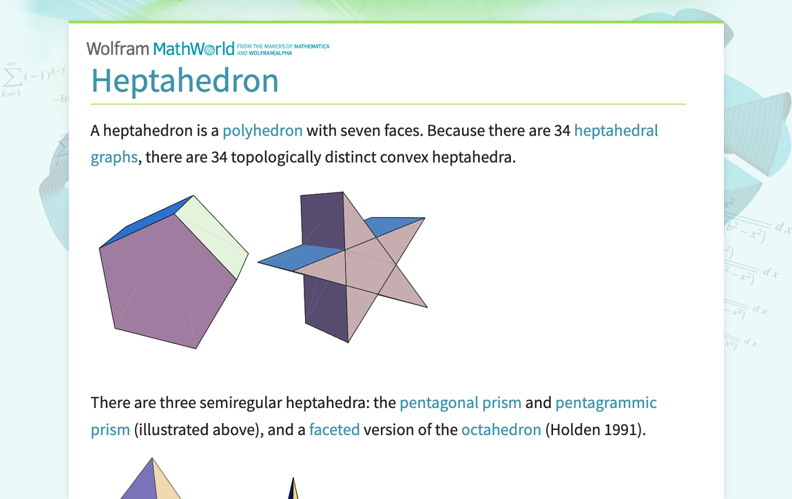Heptahedron -- from Wolfram MathWorld