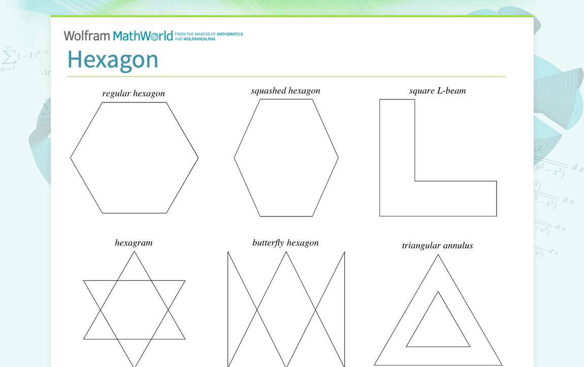 Hexagon -- from Wolfram MathWorld