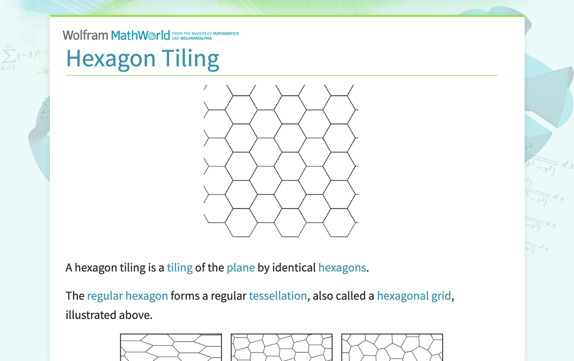 Hexagon Tiling -- from Wolfram MathWorld