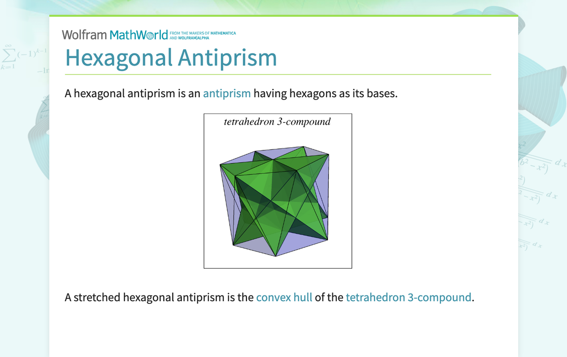 Hexagonal Antiprism -- from Wolfram MathWorld