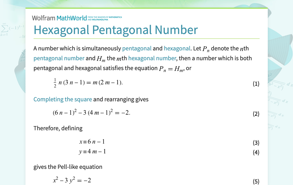 Hexagonal Pentagonal Number -- from Wolfram MathWorld