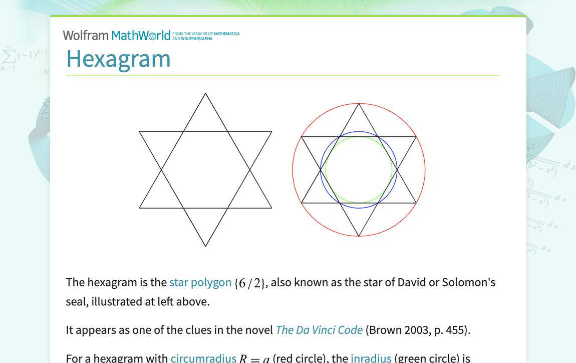 Hexagram -- from Wolfram MathWorld