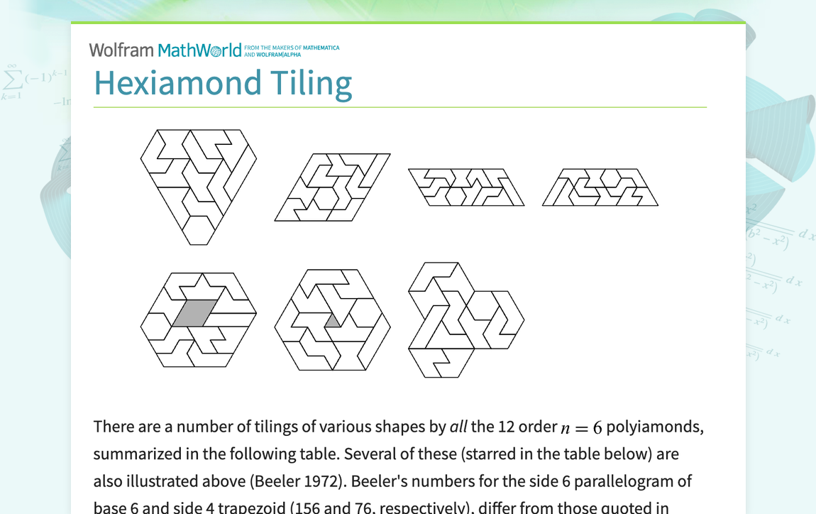 Hexiamond Tiling -- from Wolfram MathWorld