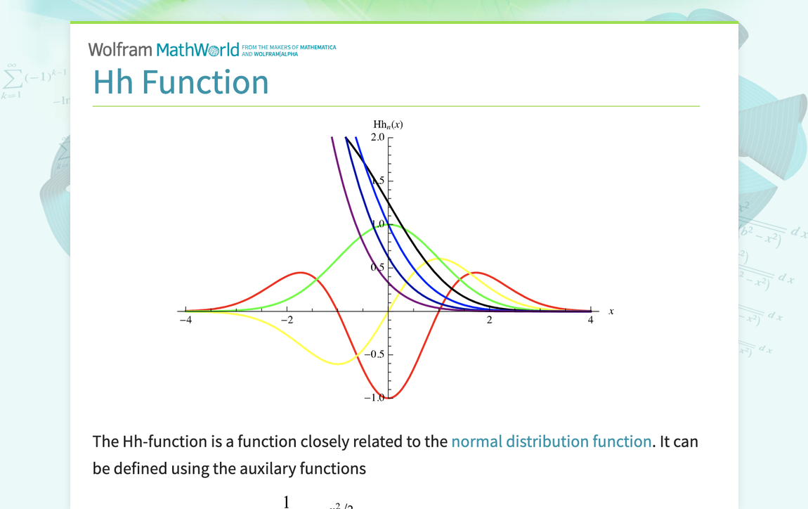 Hh Function -- from Wolfram MathWorld