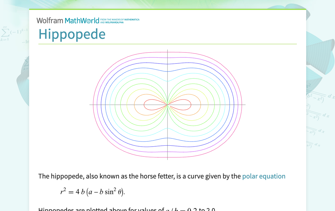 Hippopede -- from Wolfram MathWorld