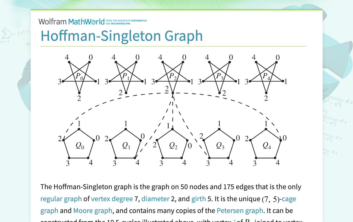 Hoffman-Singleton Graph -- from Wolfram MathWorld