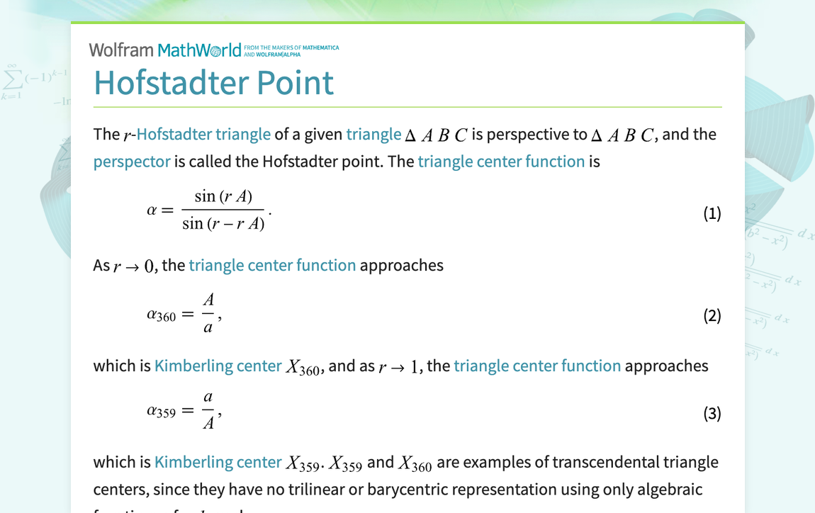 Hofstadter Point -- from Wolfram MathWorld