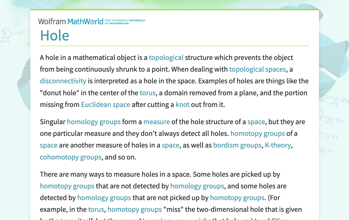 Hole -- from Wolfram MathWorld