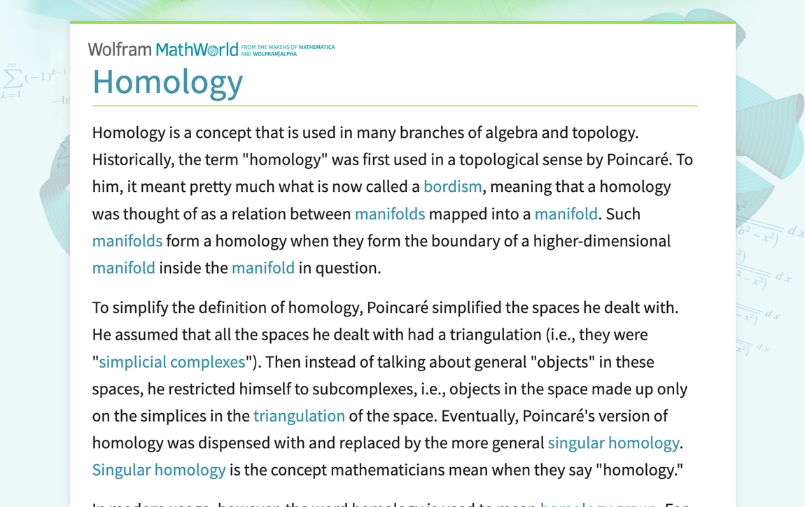 Homology -- from Wolfram MathWorld