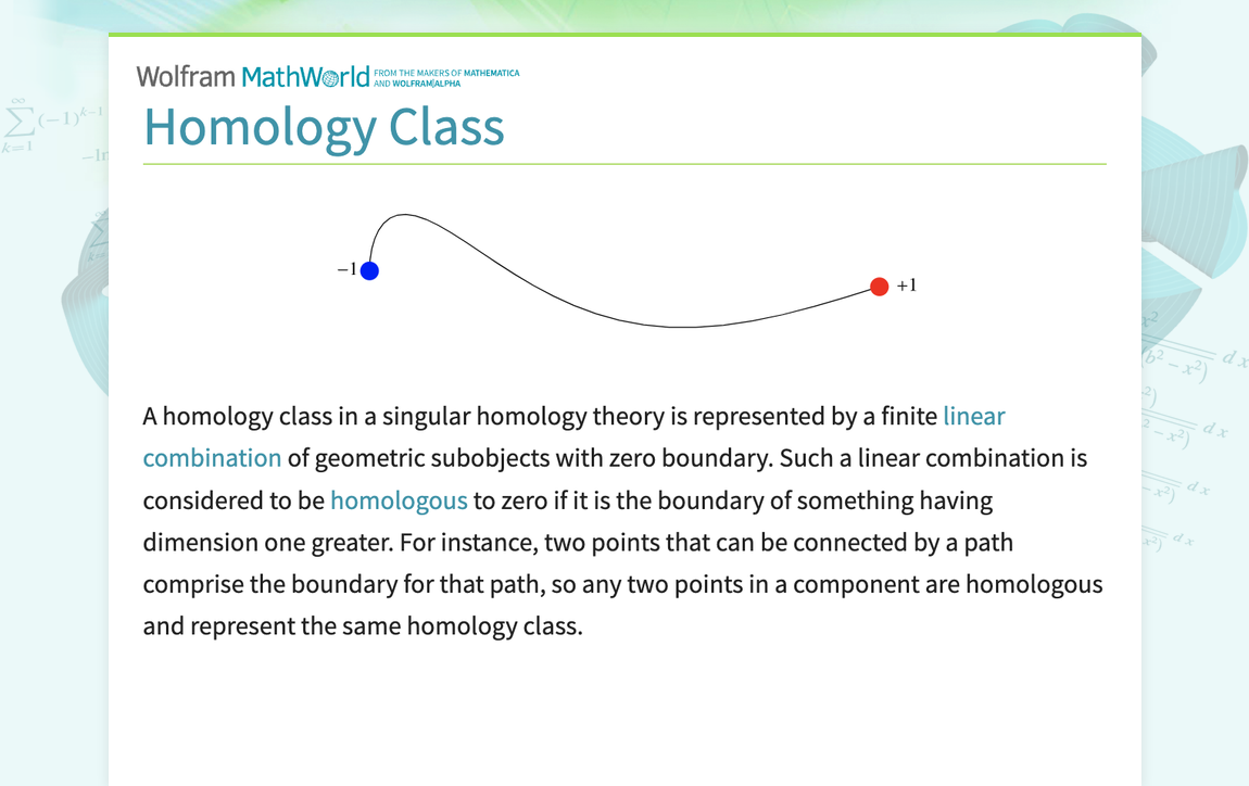 Homology Class -- from Wolfram MathWorld